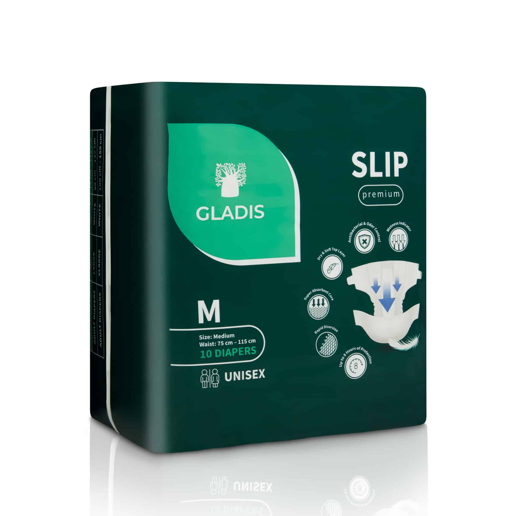 Open Style Slip Adult Diapers in Medium | Pack of 10 - Gladis